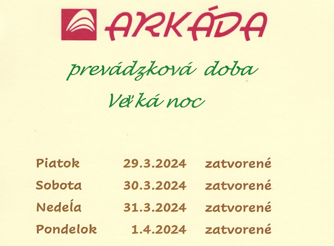 Denné menu - Reštaurácia Arkáda Bardejov